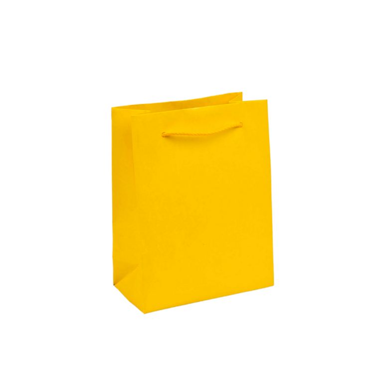 Yellow A5 paper carrier bag with cord handles – Paper Packaging Place