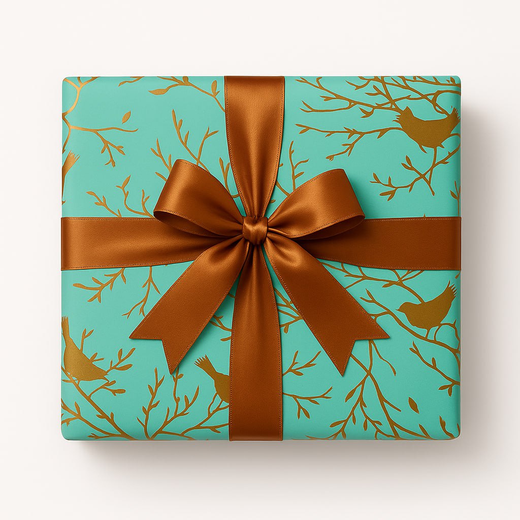 Beautiful Birds Sage & Copper (50m x 50cm Roll) – Paper Packaging Place