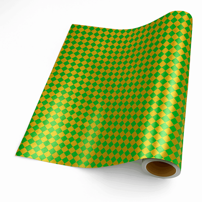 Gold & Green Checkerboard – Giftwrap (5m x 50cm) – Paper Packaging Place